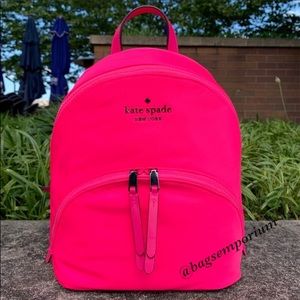 kate spade | Bags | Kate Spade Neon Pink Nylon Md Backpack Wallet Set ...